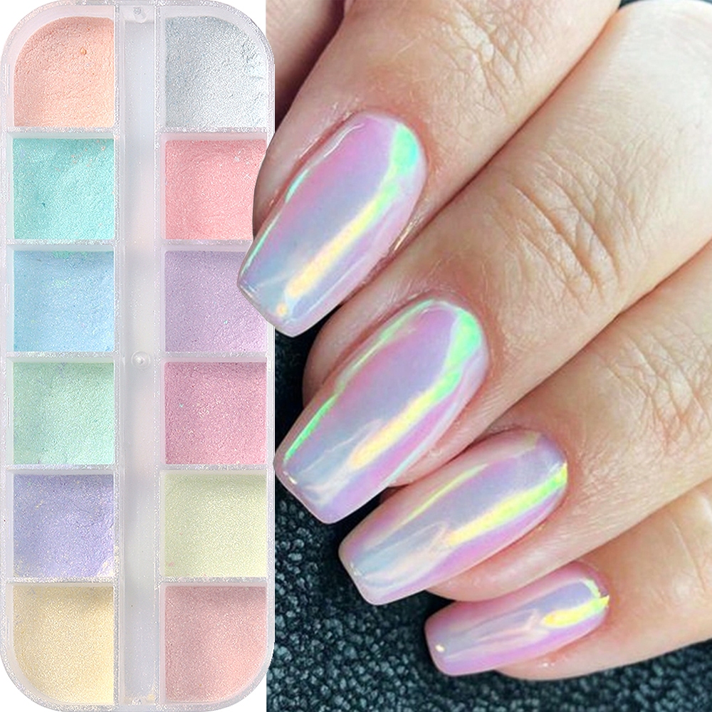 Espelho Sereia Pigmento Cromado Cintilante Pó De Aurora Manicure ...