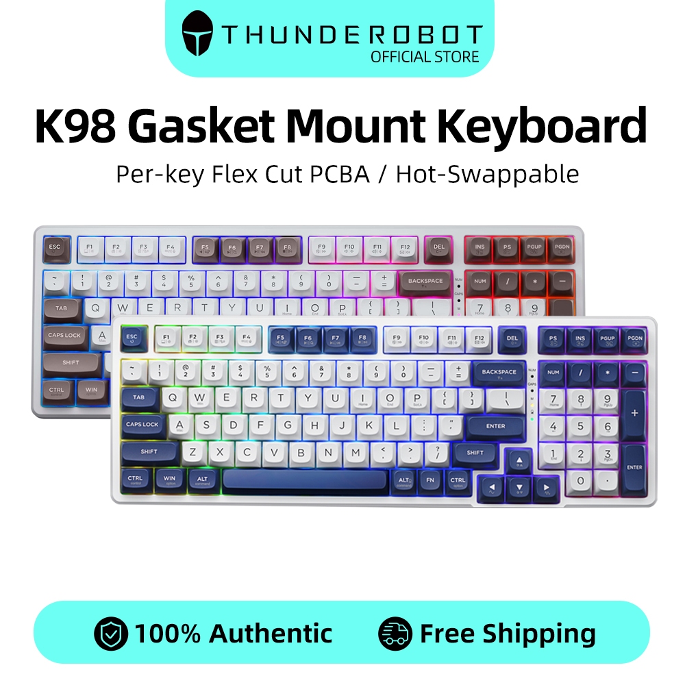 Thunderobot Série K98 Montagem De Gaxeta Teclado Mecânico De Com Luz De Fundo RGB Fio 2.4G Sem ...