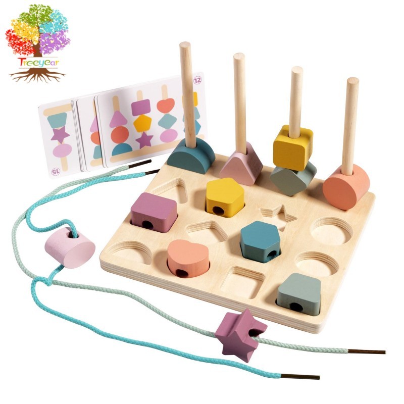 Conjunto De Brinquedos De Sequenciamento De Contas De Madeira ...