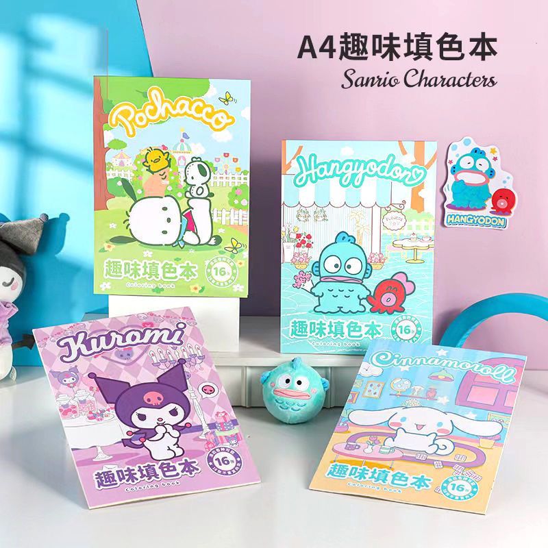 Kuromi Big-Eared Dog Melody Pacha Dog Coloring Book Cartoon Livro para ...