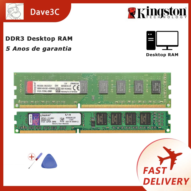 Memória RAM Kingston DDR3 2GB/4GB/8GB 1066-1600MHz UDIMM PC3-12800 1.5V/1.35V CL11 - Intel G41 ...