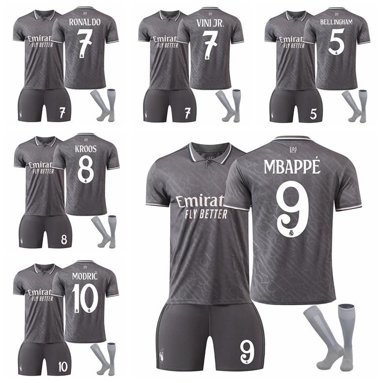 2024-25 Temporada Real Madrid Home Football Adulto Crianças Jersey Kit ...