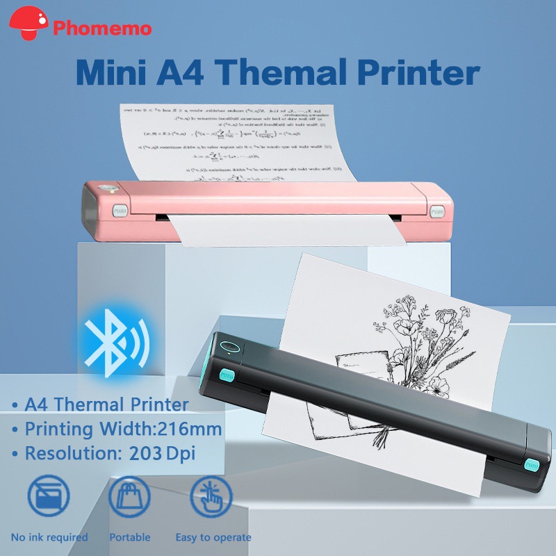 Impressora Térmica A4 Portátil Phomemo M08F,Mini Impressora Bluetooth ...