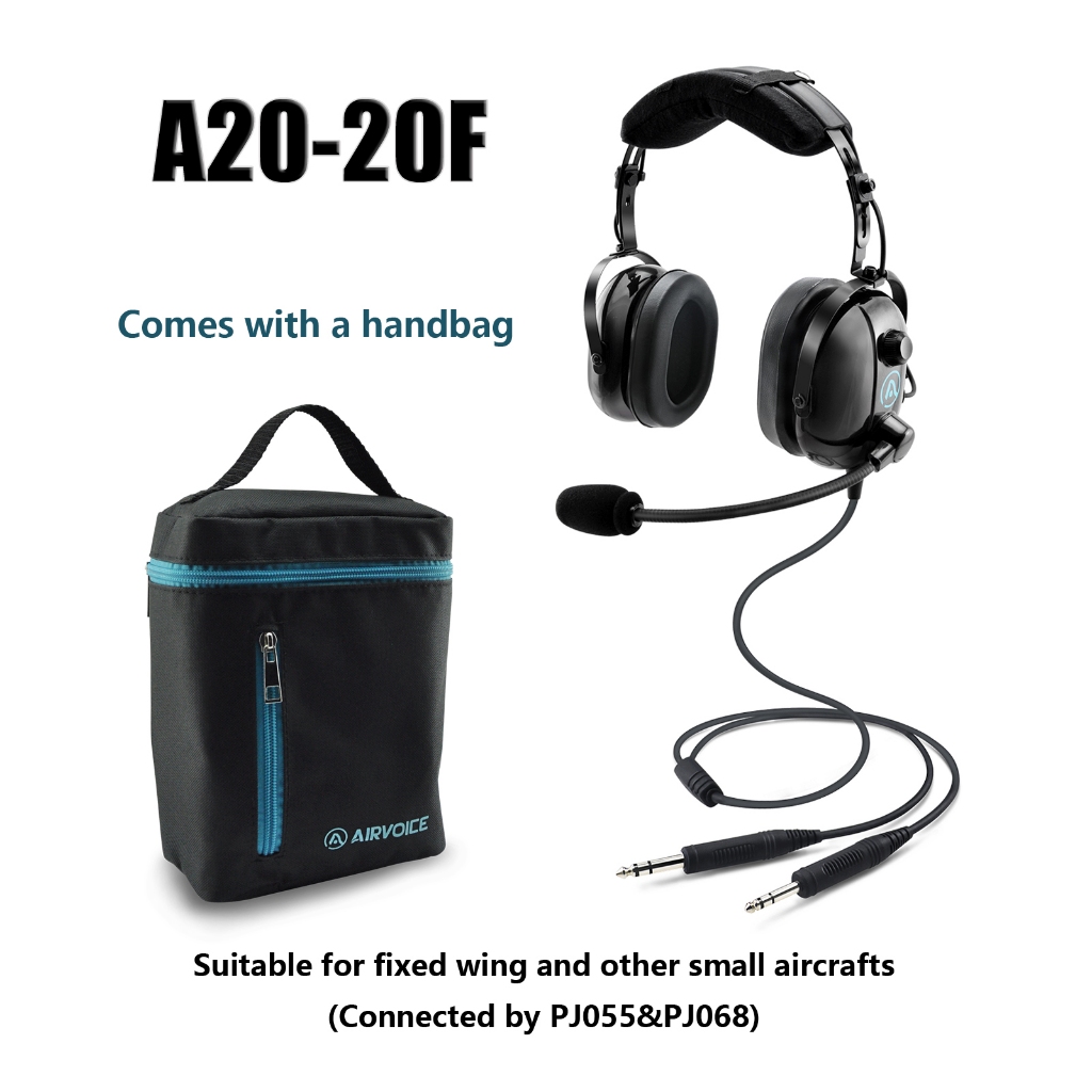 Airvoice PNR Aviation Headset 24dB noise reduction with PJ055 & PJ068 ...