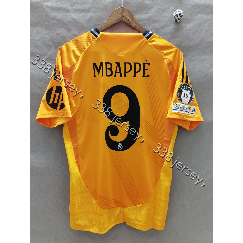 24-25 Real Madrid Fora De Casa Camisa Laranja Versão Jogador BELLINGHAM ...