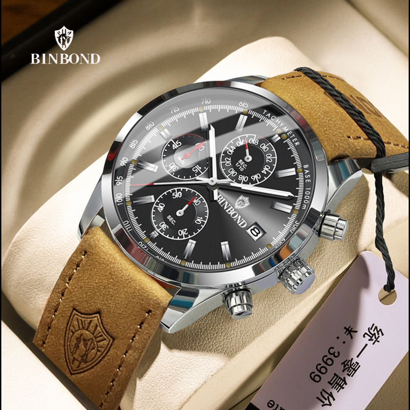 BINBOND B6022 Relógio Homem De Luxo Cronógrafo Luminoso De Alta ...