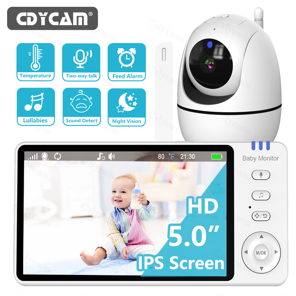 Monitor De Vídeo De 5 Polegadas Baby 720P Com Câmera De Vigilância Pan ...