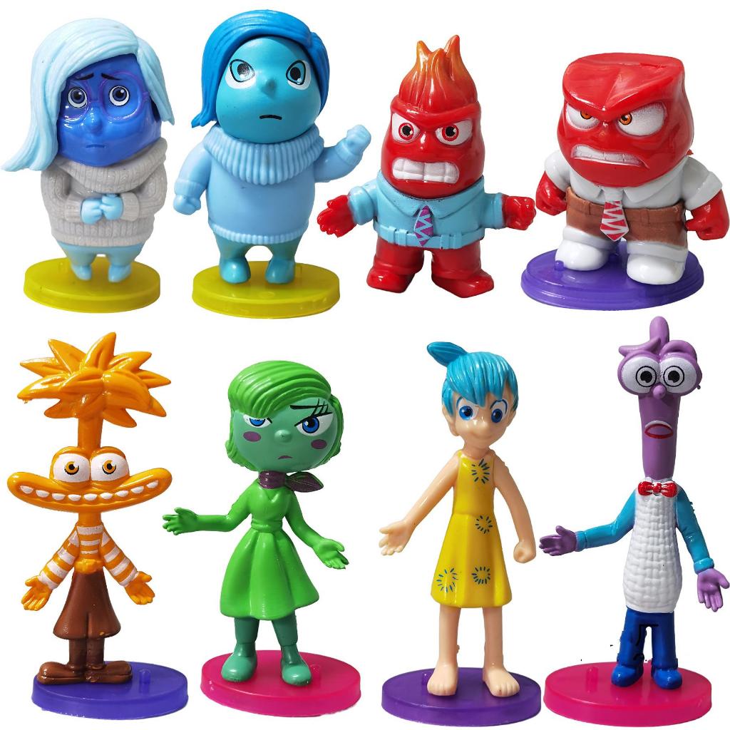 8Pcs/6Pcs Dentro Fora 2 Tristeza Nojeira Medo Ação Alegria Figura Ennui ...