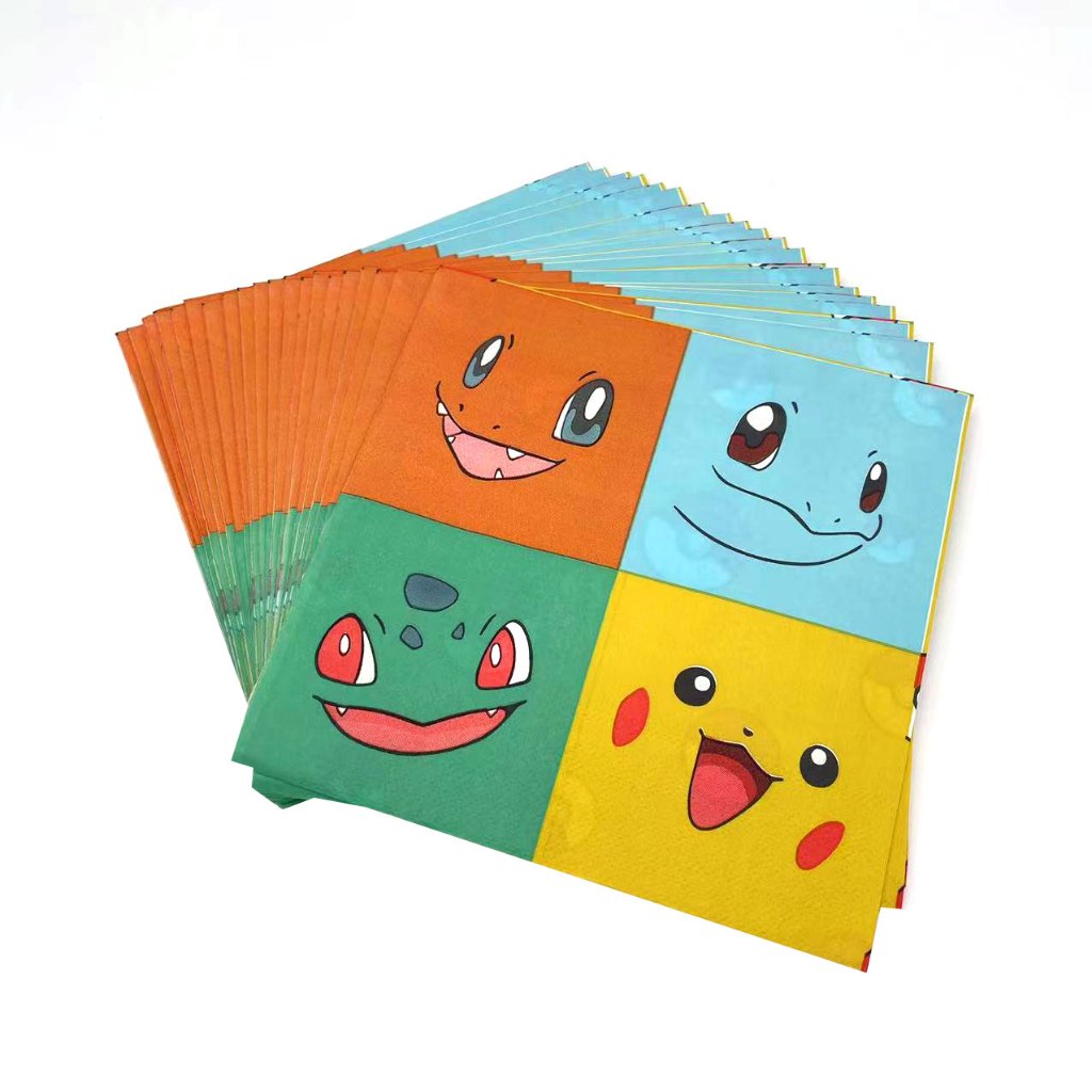 20pcs Hot Anime Pokemon Go Paper Napkins Tissues Party Para Crianças ...