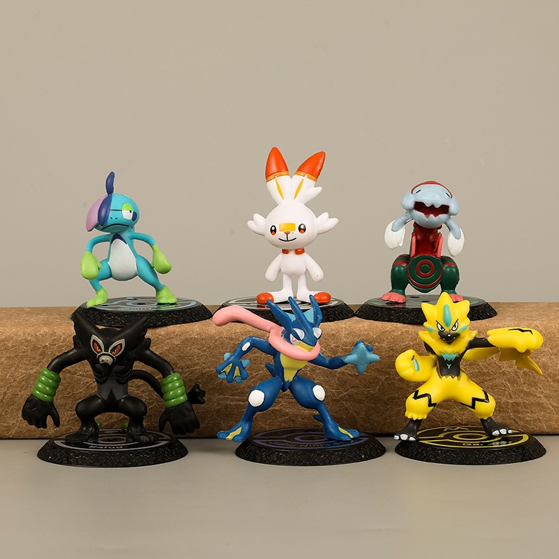 6Pcs/Set Novo Anime Pokemon Figura Zeraora Scorbunny Greninja Dracovish ...