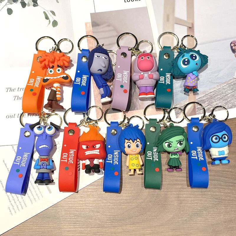 9PCS Anime Inside Out 2 Figura Keychain Joy Anger Tristeza Triste Medo ...