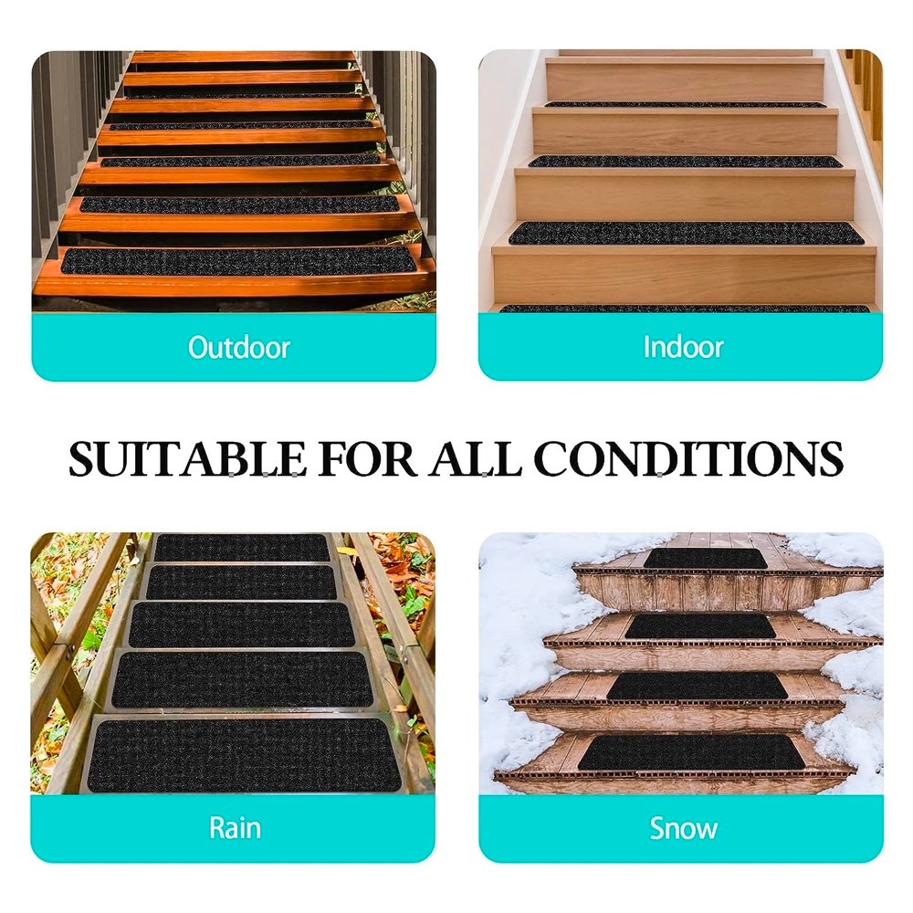 Pedal de escada macio Tapete antiderrapante 10cm * 61com * 8 Peças ...