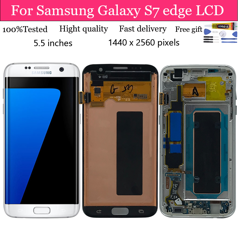AMOLED Original Para Samsung Galaxy S7 edge LCD G935F G935FD Display Digitador Da Tela De Toque ...