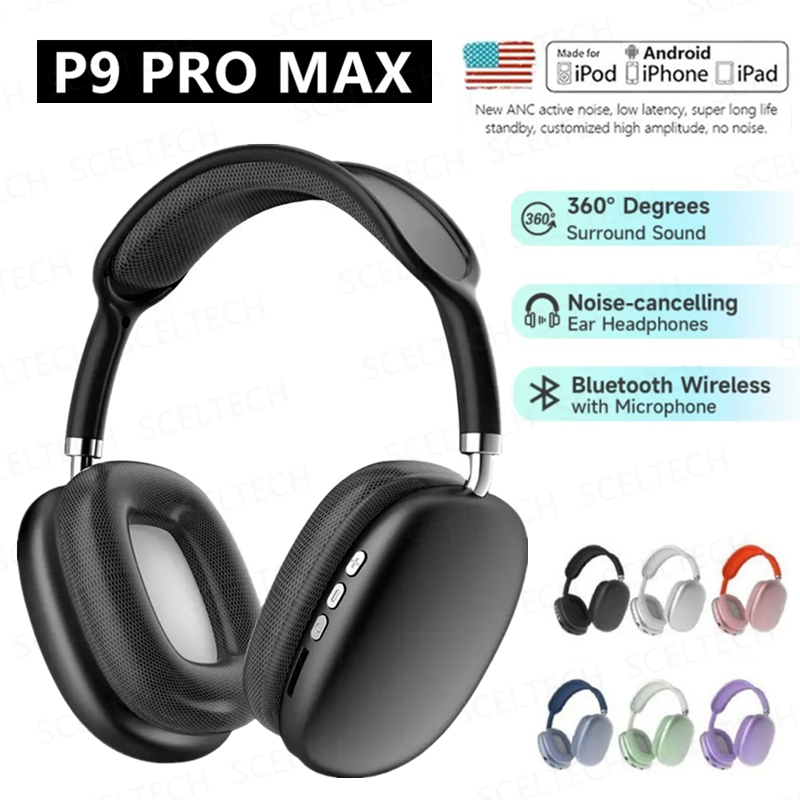 Novos Fones De Ouvido P9 PRO MAX Air Wireless Bluetooth Microfone Para ...