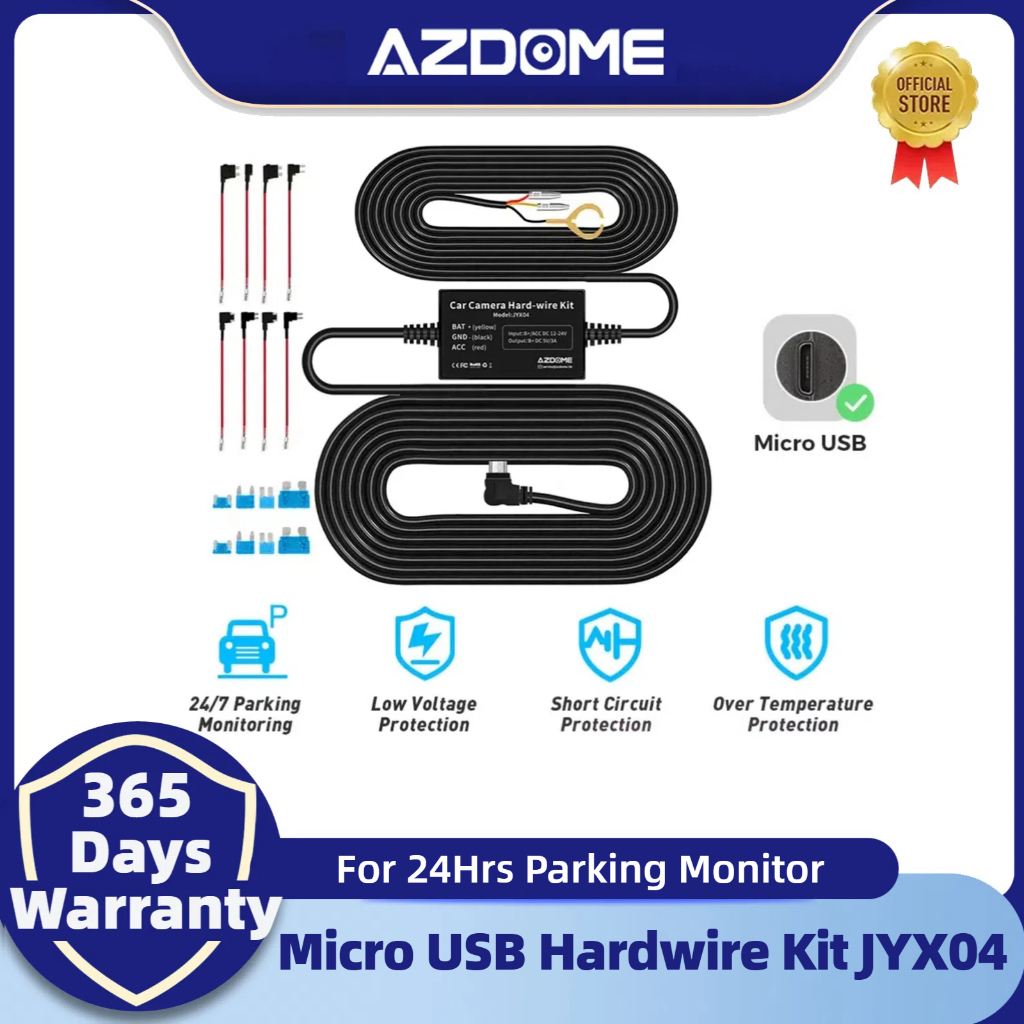 AZDOME Porta Micro USB 3-Lead Acc Hardwire Kit 12-24V A 5V/2.5A ...