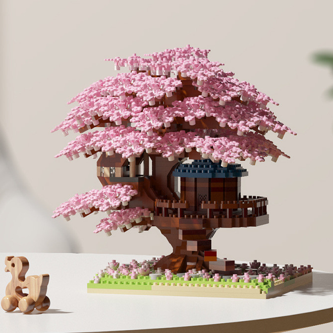 Novo Produto 2229PCS Sakura Tree House Compatível com Lego Peach ...