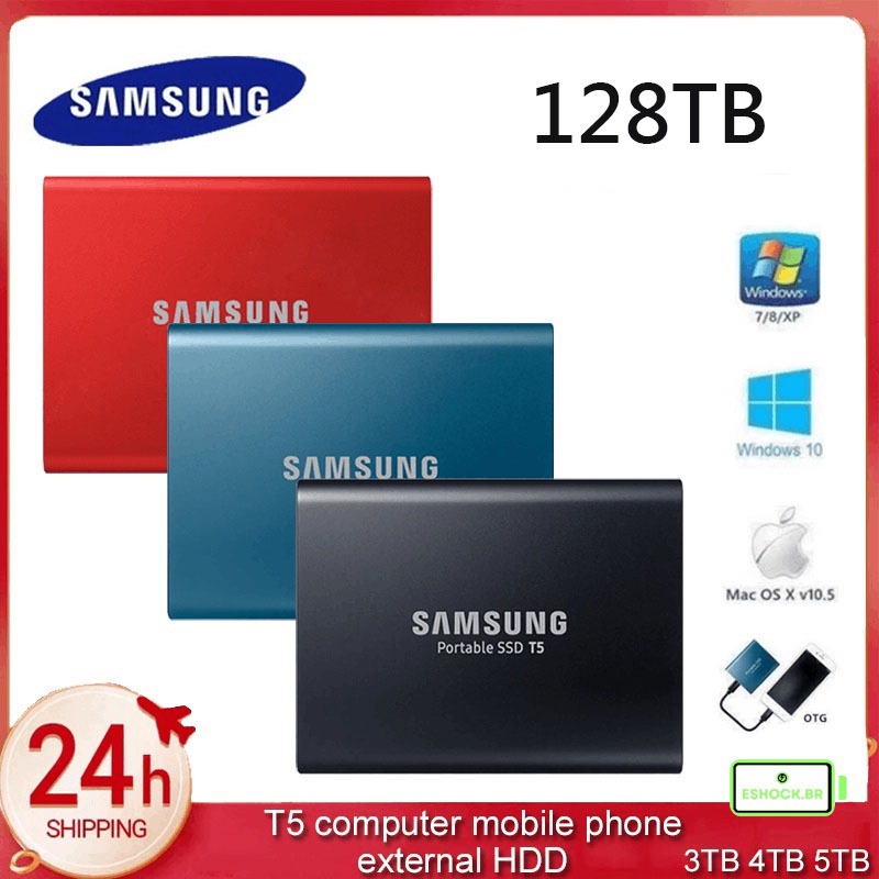 SAMSUNG SSD Unidade Externa T5 1TB-128TB Disco Rígido Portátil De ...