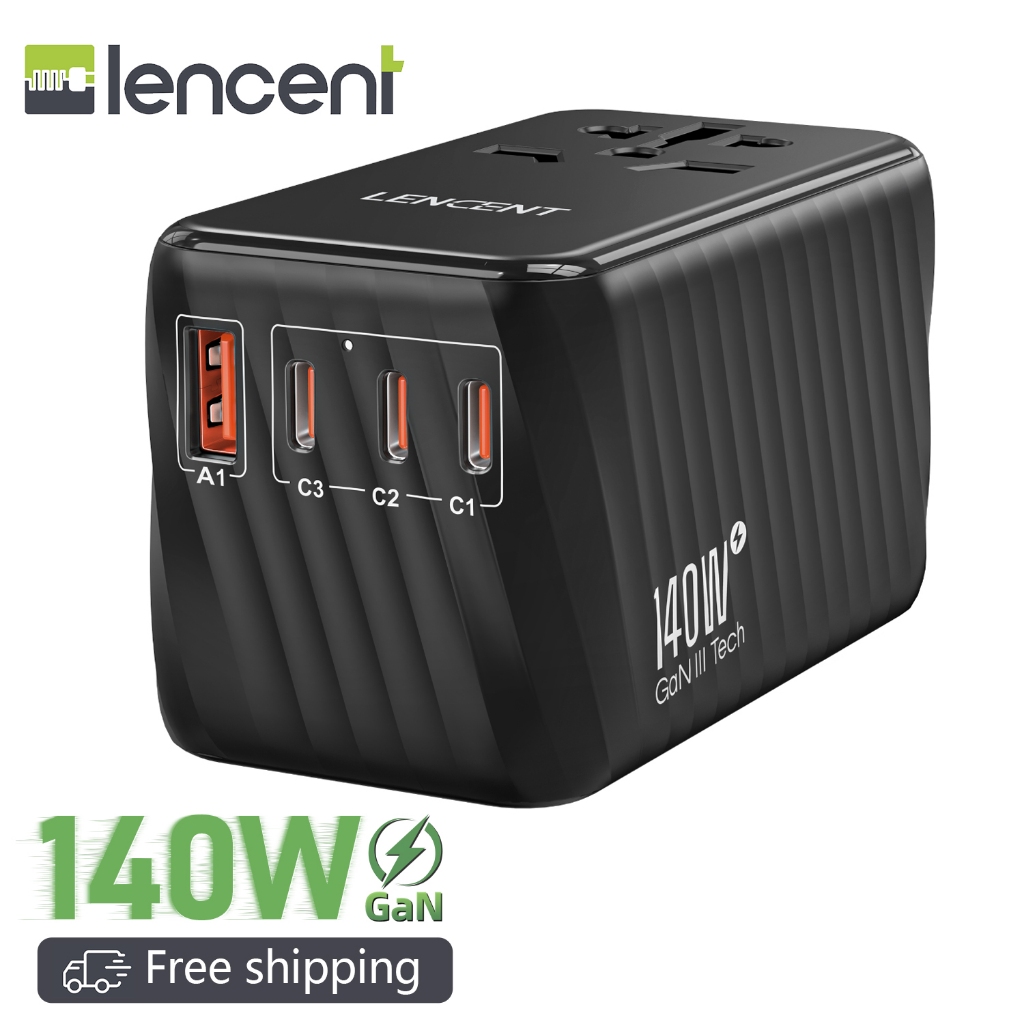 LENCENT 140W Universal Travel Adapter , Adaptador De Plugue Internacional , Carregador Rápido ...