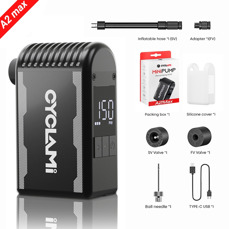 CYCLAMI A2 MAX 150 PSI Display Digital Mini Bomba Elétrica Bicicleta Portátil Inflador De Ar Sem ...
