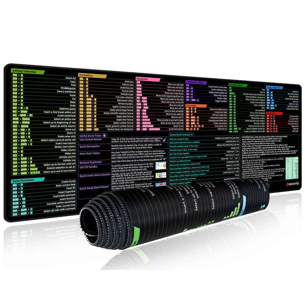 Excovip Mouse Pad Tamanho Grande Excel Inglês Shortcut Key Versão ...