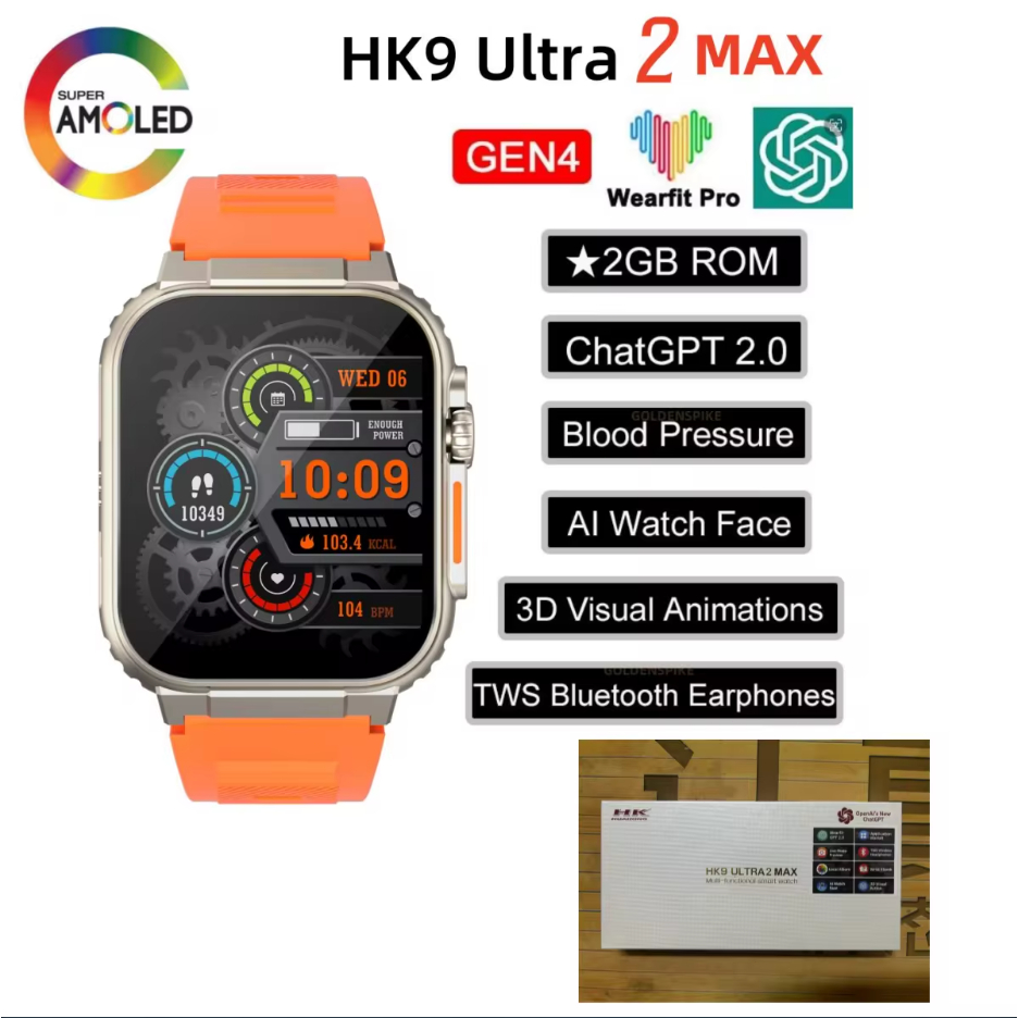 Original HK9 Ultra 2 Max Gen 4 AMOLED Smartwatch Relógio Inteligente ...