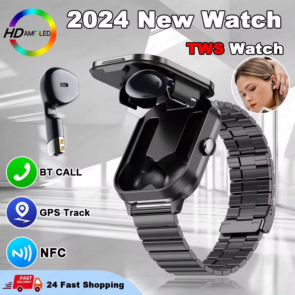 2024 TWS 2em 1 Smartwatch D8 Pro Bluetooth Call Homens Monitoramento Da Saúde NFC Relógio De ...