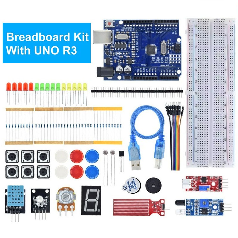 kit Inicial Para Arduino Uno R3 Placa De Ensaio De Aprendizagem Simples ...