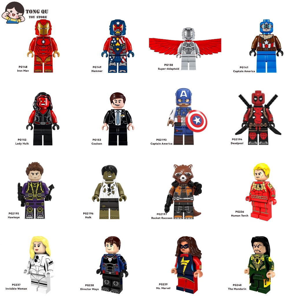 Superhero Minifigures Iron Man Hulk Building Block Dolls Modelos ...