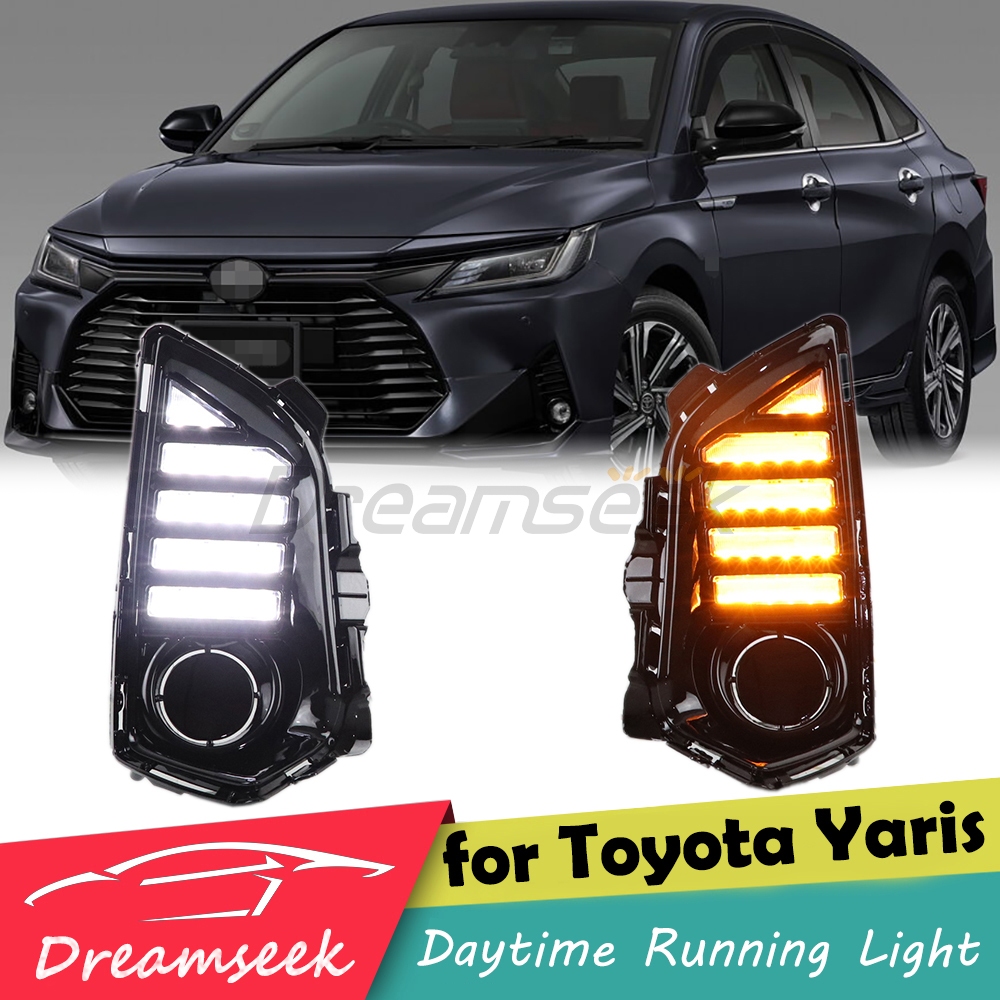 Par LED DRL Luz Diurna Contínua Para Toyota Yaris Ativ Vios Sedan AC100 ...