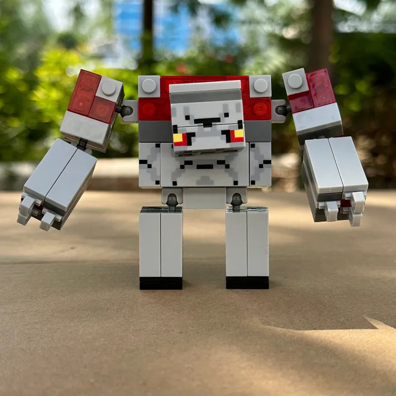 Minecraft Minifigure Warden Monstro de Pedra Vermelha Capacete de Armas ...