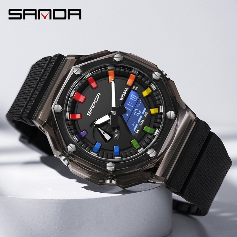 Relógio Eletrônico Masculino À Prova D'água SANDA Digital LED Homens Do ...