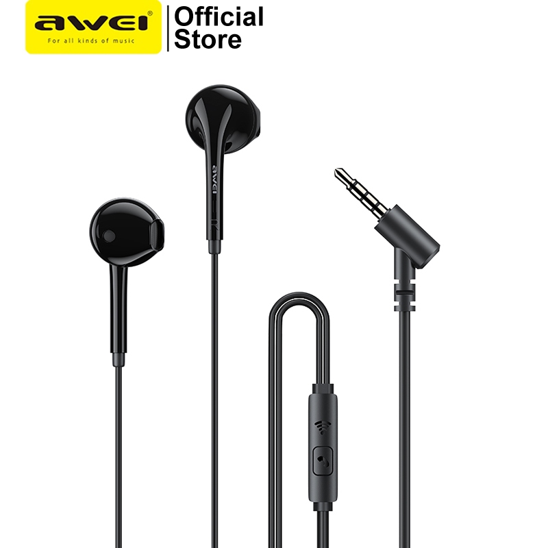 Fone De Ouvido Com Fio Awei PC-7 3.5mm Lateral Intra-Auricular Com ...