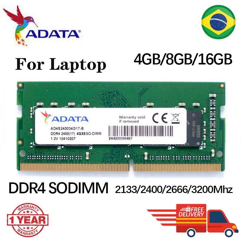 ADATA DDR4 RAM 4gb 8gb 16gb 2666Mhz 2400Mhz 2133Mhz 3200Mhz Memória Para Notebook PC4 SODIMM ...