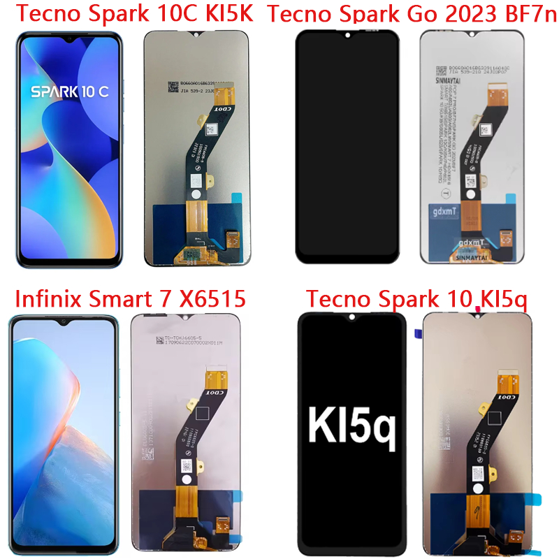 Para Infinix Tecno Spark 10C KI5K Go 2023 BF7n Smart 7 X6515 10 KI5q 5G KI8 Tela LCD Do ...