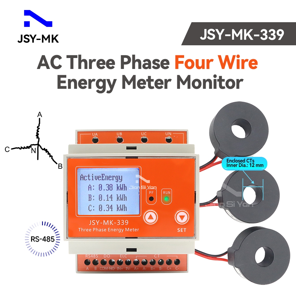 JSY-MK-339 RS485 80A 3P4W AC Medidor Inteligente De Energia Sistema ...