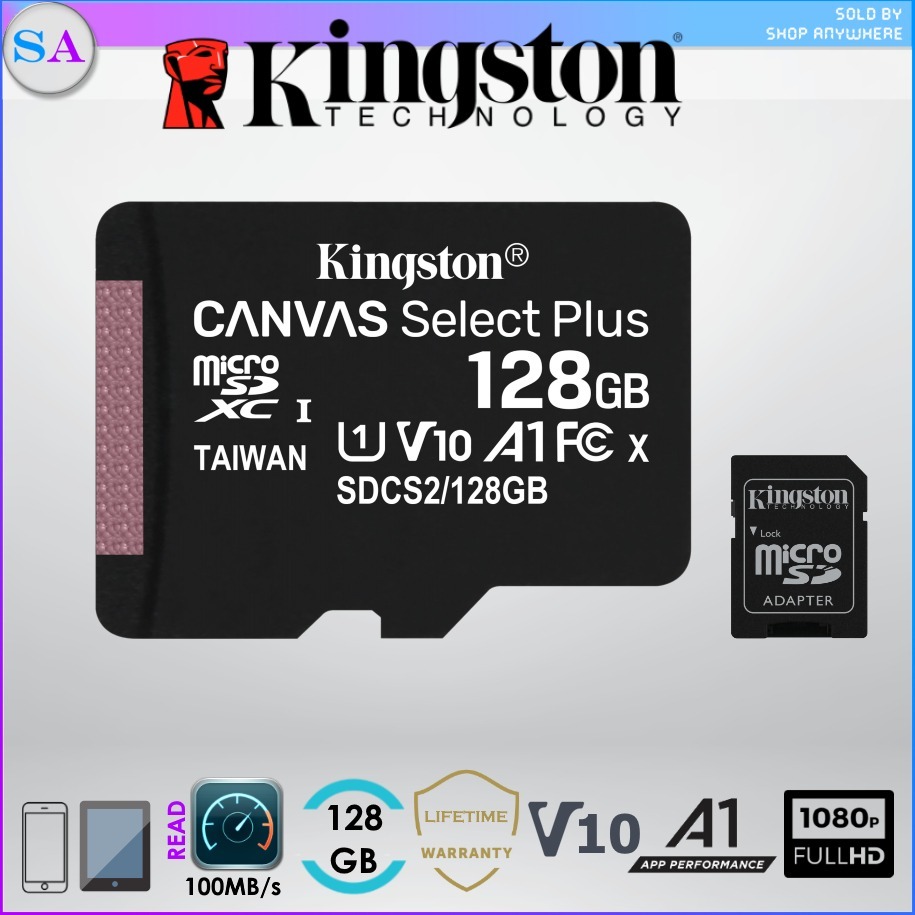 Kingston Canvas Select Plus Micro SD UHS-I Speed Class 100 Mb/S SDCS2 Classe 10 Cartão De ...