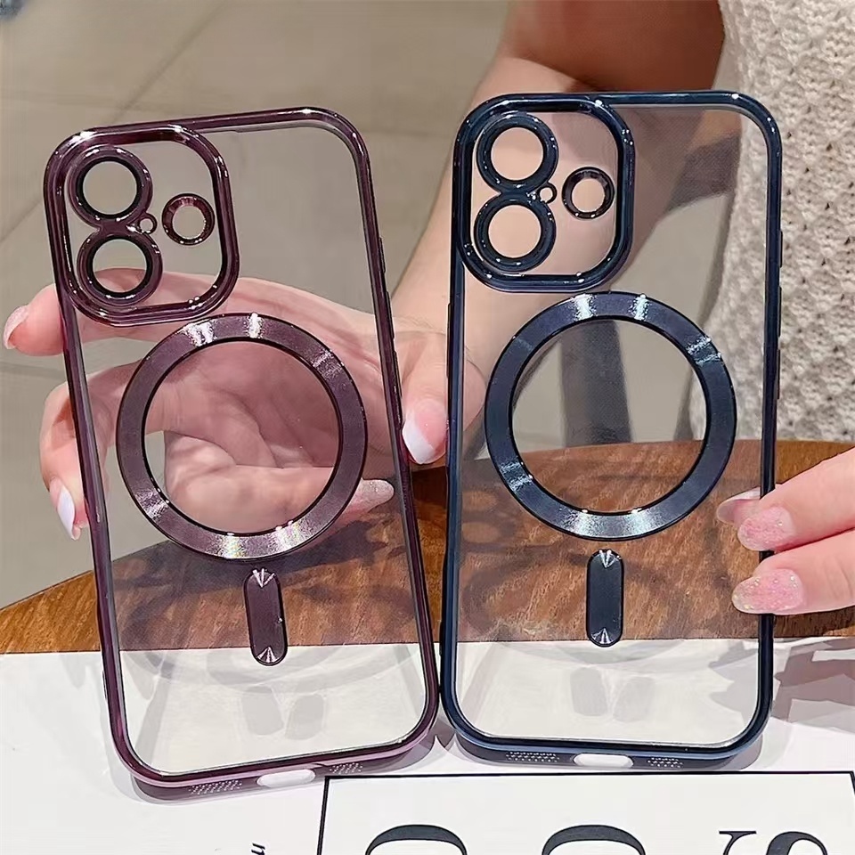 capinha Magsafe Preservativo magnético transparente de luxo para case iPhone 16 15 14 13 normal ...