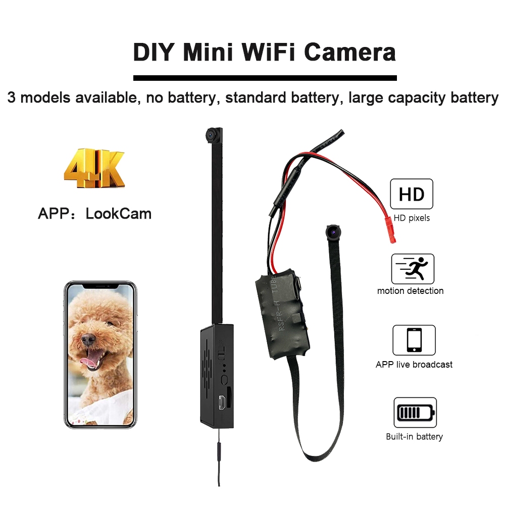 LookCam 4K mini câmera espiã diy conexão wi-fi smartphone controle APP ...