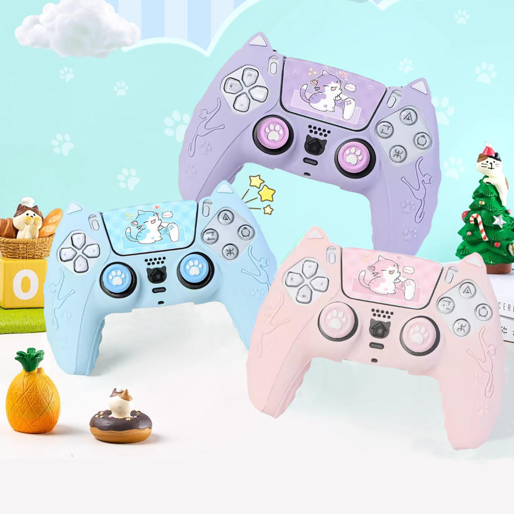 Para PS5 7 Cores Gato Pata Silicone Capa Macia Adesivo Pele Nintendo ...