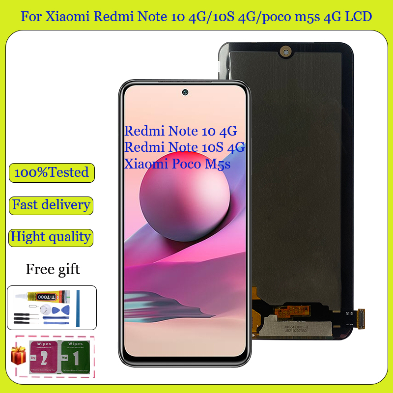 Tela LCD AMOLED/OLED Original Para Redmi Note 10 4G 10S Poco M5S , Sensível Ao Toque Com ...
