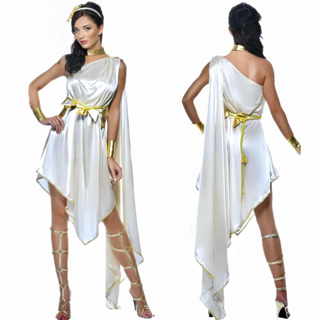 Deusa Grega Fantasia Feminina Adulto Grécia Bege Princesa Romana Cosplay Vestido De Grega ...