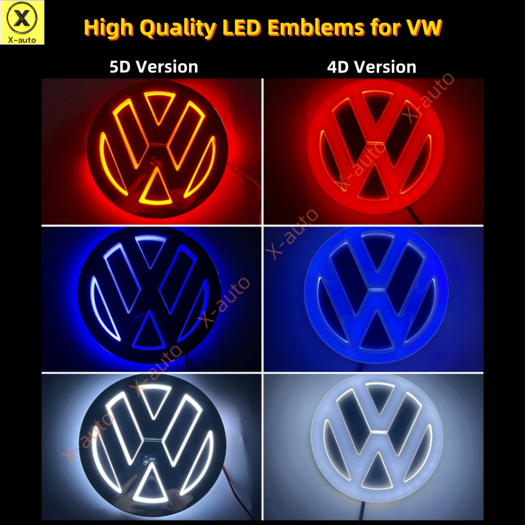 Volkswagen 5D E 4D Car LED Emblem Logo Badge Light-Serve Para Dianteiro ...