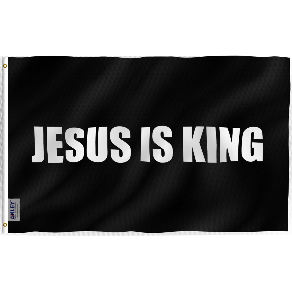 Anley 3x5 Pés Jesus É Bandeira Do Rei-Banner Cristão Branco (Preto ...