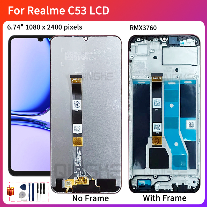 6,74 " Novo Para Realme C53 LCD RMX3760 IPS Display Touch Screen ...
