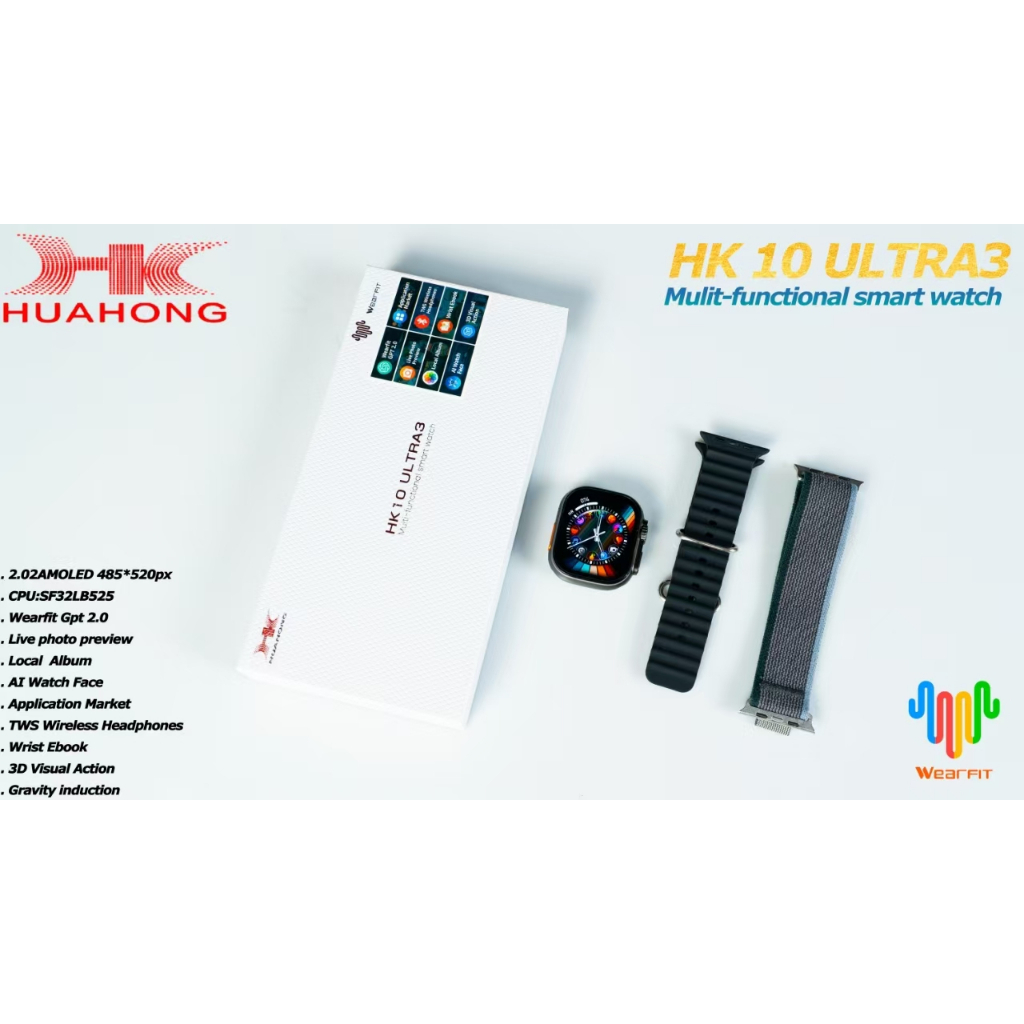 HK10 ultra 3 Smartwatch Relógio Inteligente NFC ChatGPT AMOLED 4GB ROM Dinâmico 3D ...