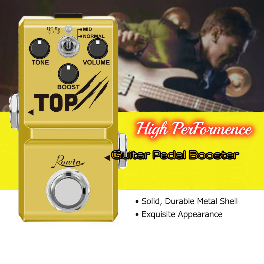 Rowin Mini Pedal De Guitarra Impulsionador Mid Boost EQ Efeito Vintage Ampla Gama Tons Super ...