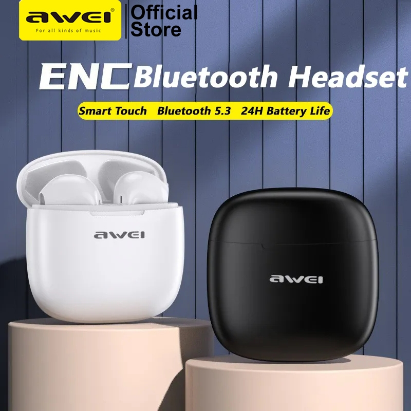 Fone de Ouvido Awei T26 Pro TWS Bluetooth 5.3 fone a prova d água IPX6 Toque inteligente Estéreo ...