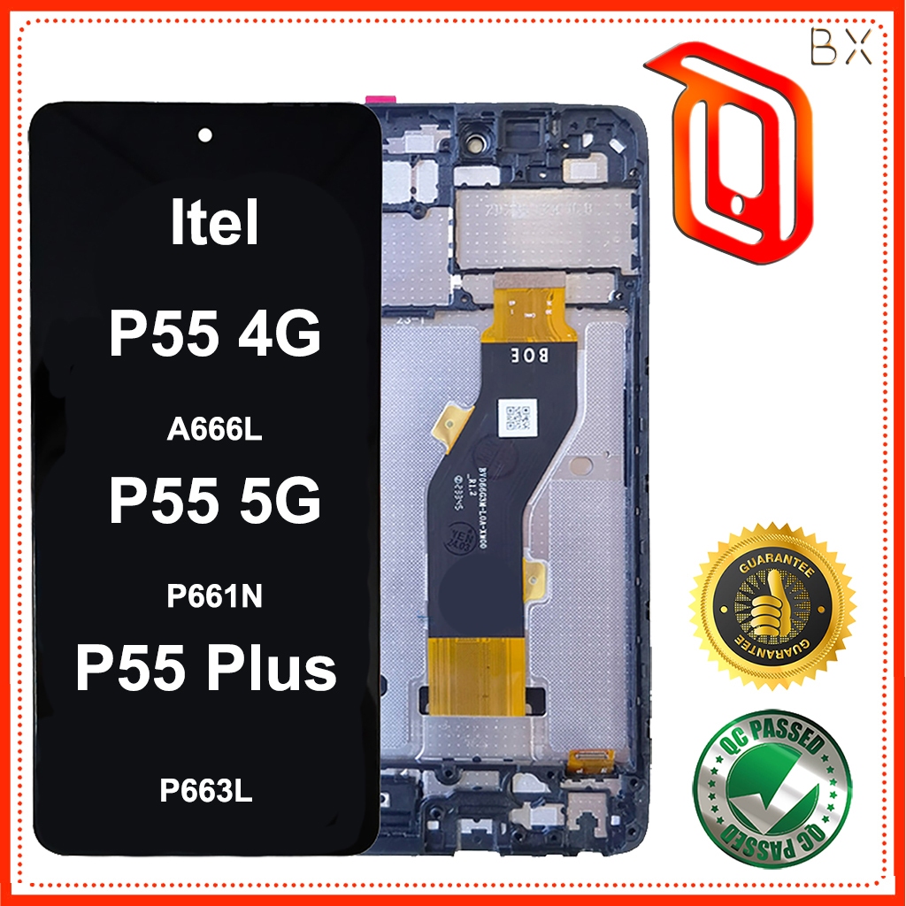 Para Itel P55 4G/5G A666L P661N P55 Plus P663L Display LCD Digitador Da Tela De Toque Com Quadro ...