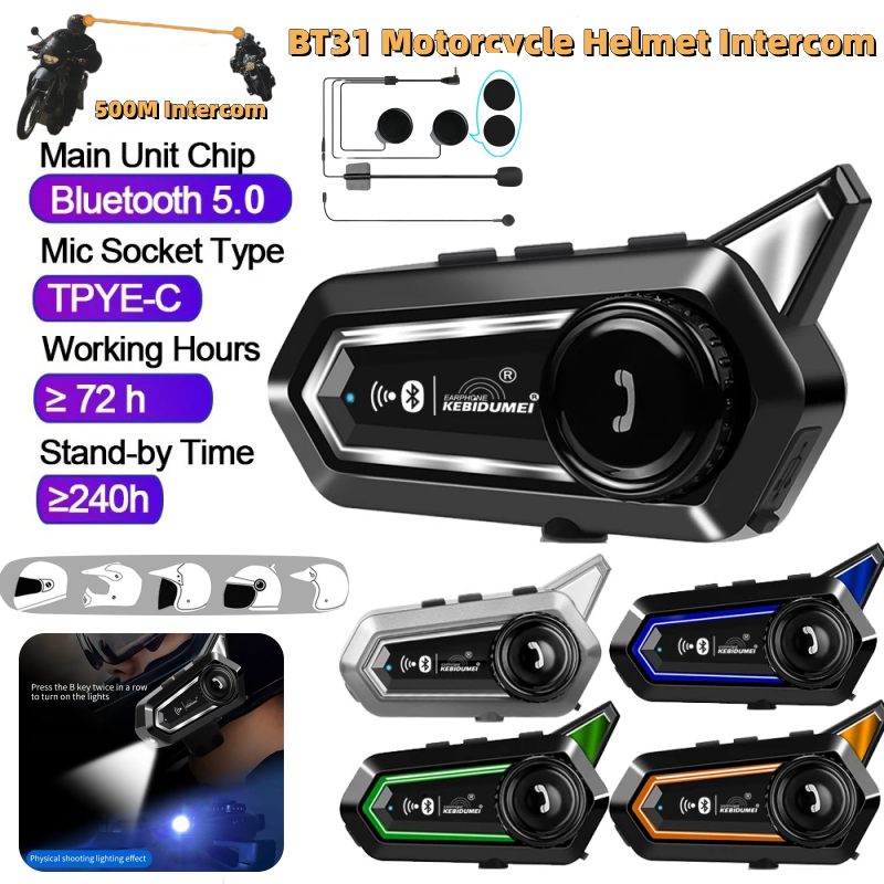 BT31 Interfone Para Capacete De Motocicleta , Fone De Ouvido Bluetooth 2 Pilotos , À Prova D ...