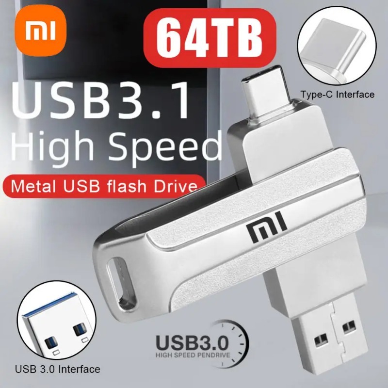 2024 Nova Xiaomi USB flash drive 3.0 64TB Metal De Alta Velocidade ...